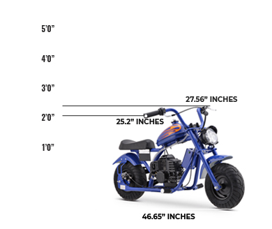 Blue GBmoto 50cc Kids Gas Chopper, Mini Chopper
